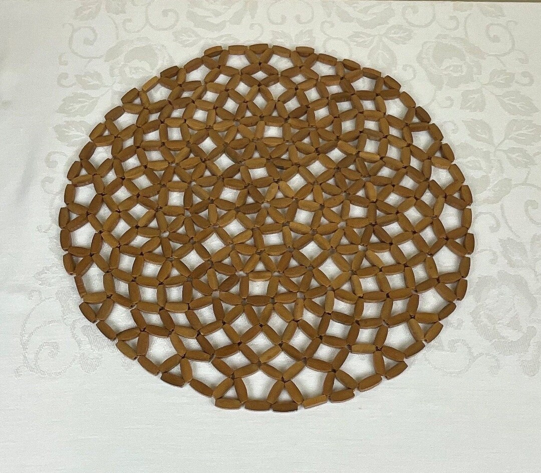 Vintage Bamboo Placemat ~ Round Bamboo Placemat ~ Round Bamboo Table ...
