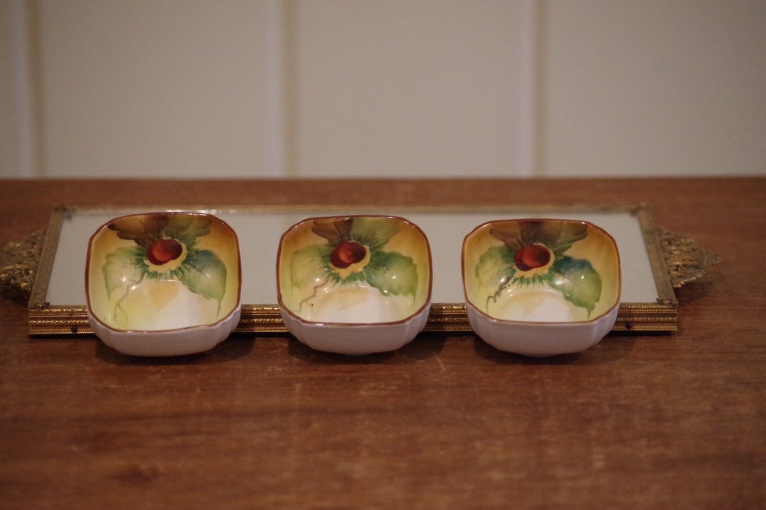 Vintage Nippon Morimura Brothers Open Salt Dip Cellar ~ Green Wreath ...