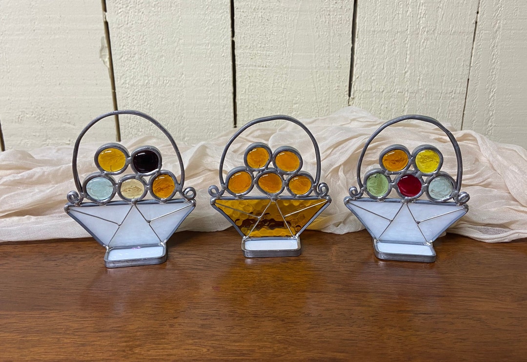 Vintage Stained Glass Easter Basket ~ Glass Easter Basket ~ Easter ...