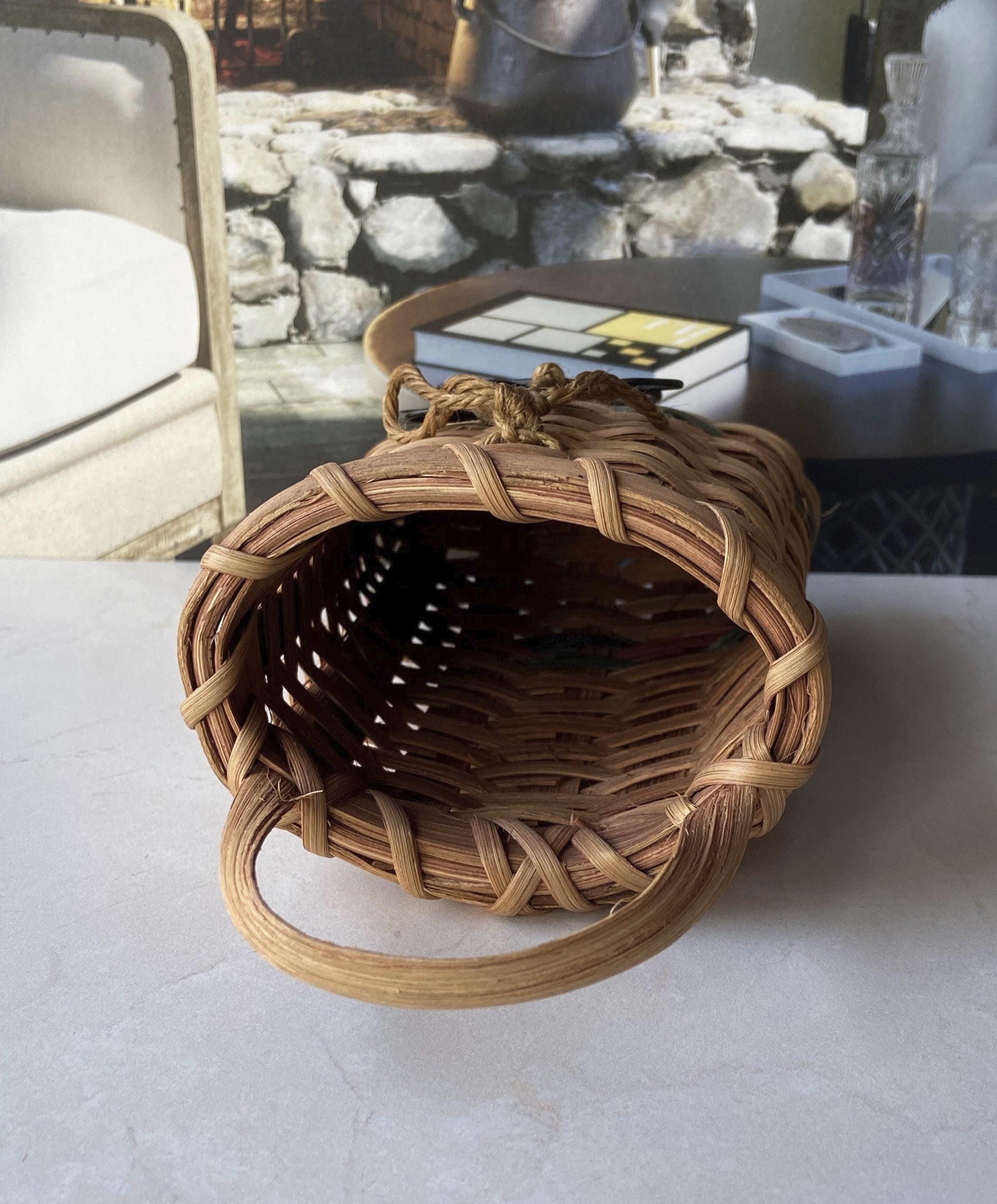 Vintage Woven Wicker Flat Back Wall Basket - Etsy