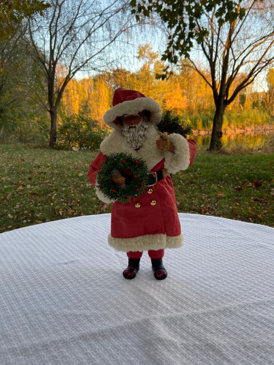 Vintage Santa ~ Russ Berrie Fabric Mache Olde Saint Nick ~ 14" Santa ...