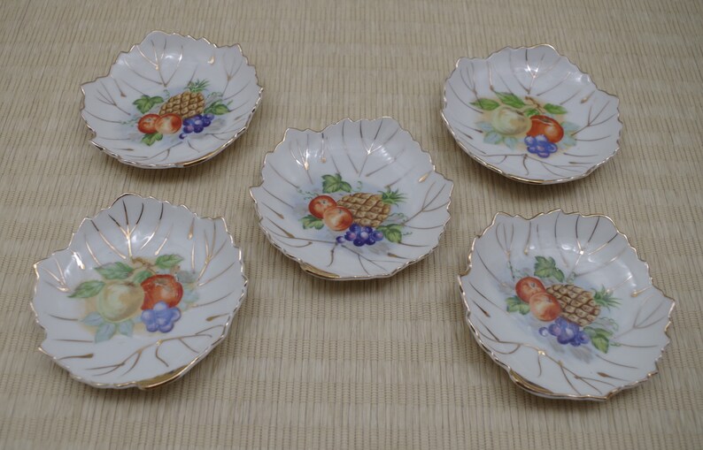 Vintage Fruit Plates Leaf Shape Plate Set of 5 Plates - Etsy