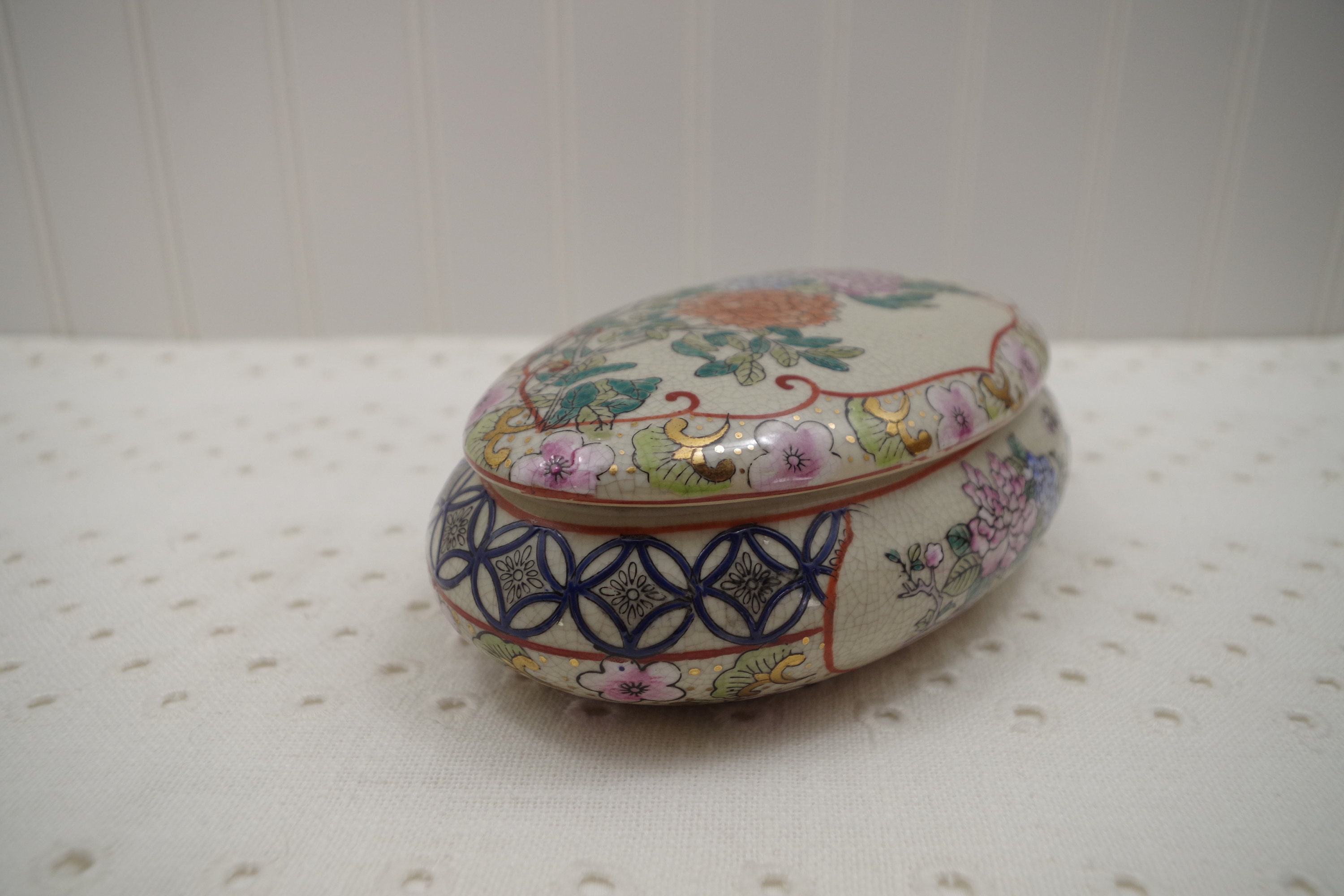 Vintage Trinket Box Porcelain Oval Shape Trinket Box - Etsy.de
