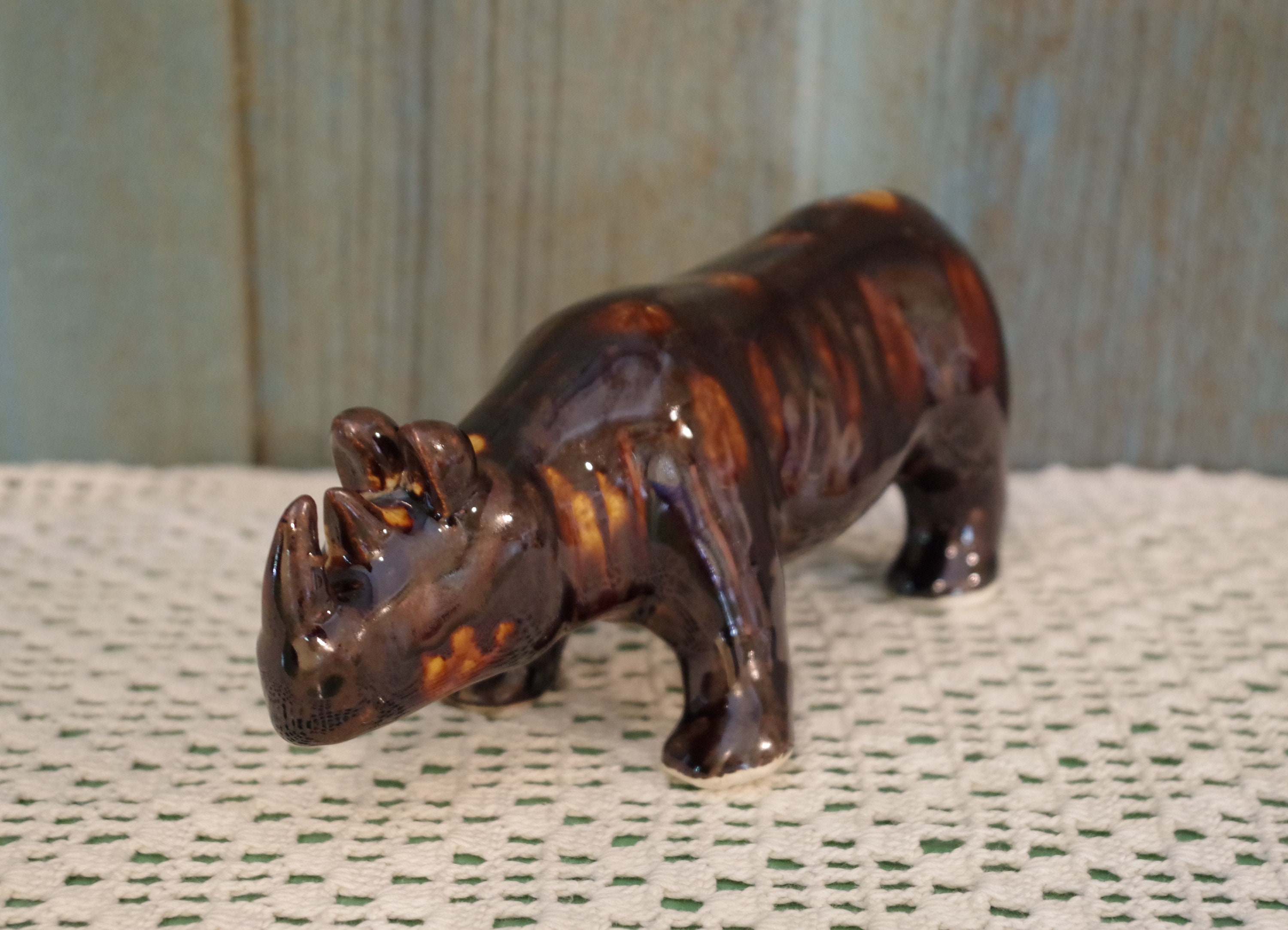 Vintage Rockingham Pottery Rhino Brown Drip Treacle Glaze | Etsy