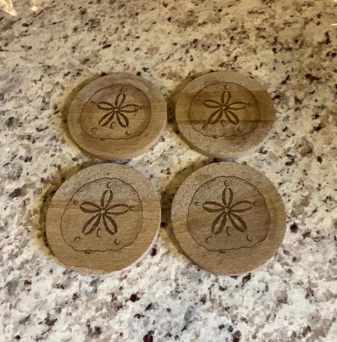 Vintage Sand Dollar Coasters With A Driftwood Look ~ Set of 4 Round ...