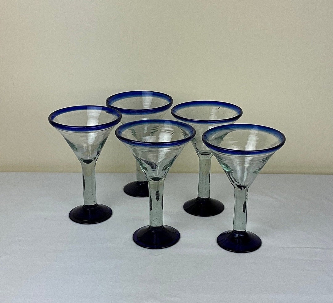 Vintage Cobalt Blue Margarita Glasses ~ Azteas Design Mexican Hand ...