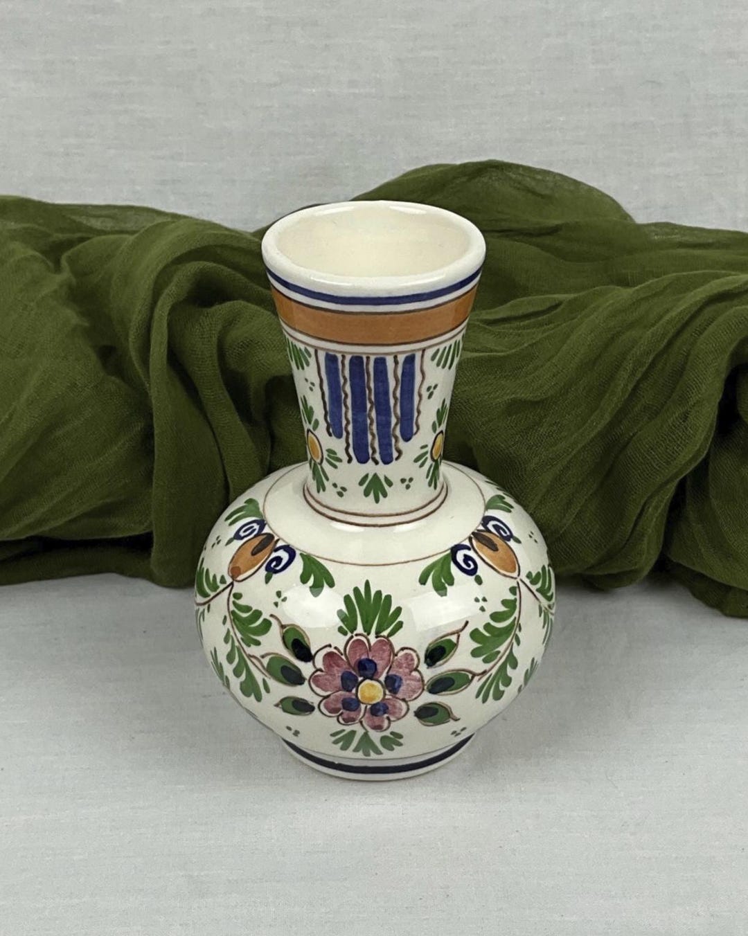 Vintage De Delftse Pauw Delft Pottery Vase ~ Hand-painted Floral Delft ...