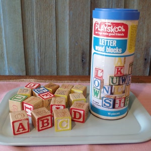 Wood Blocks ~ Vintage Playskool Blocks ~ Letter Blocks ~ 1970's Toy ...
