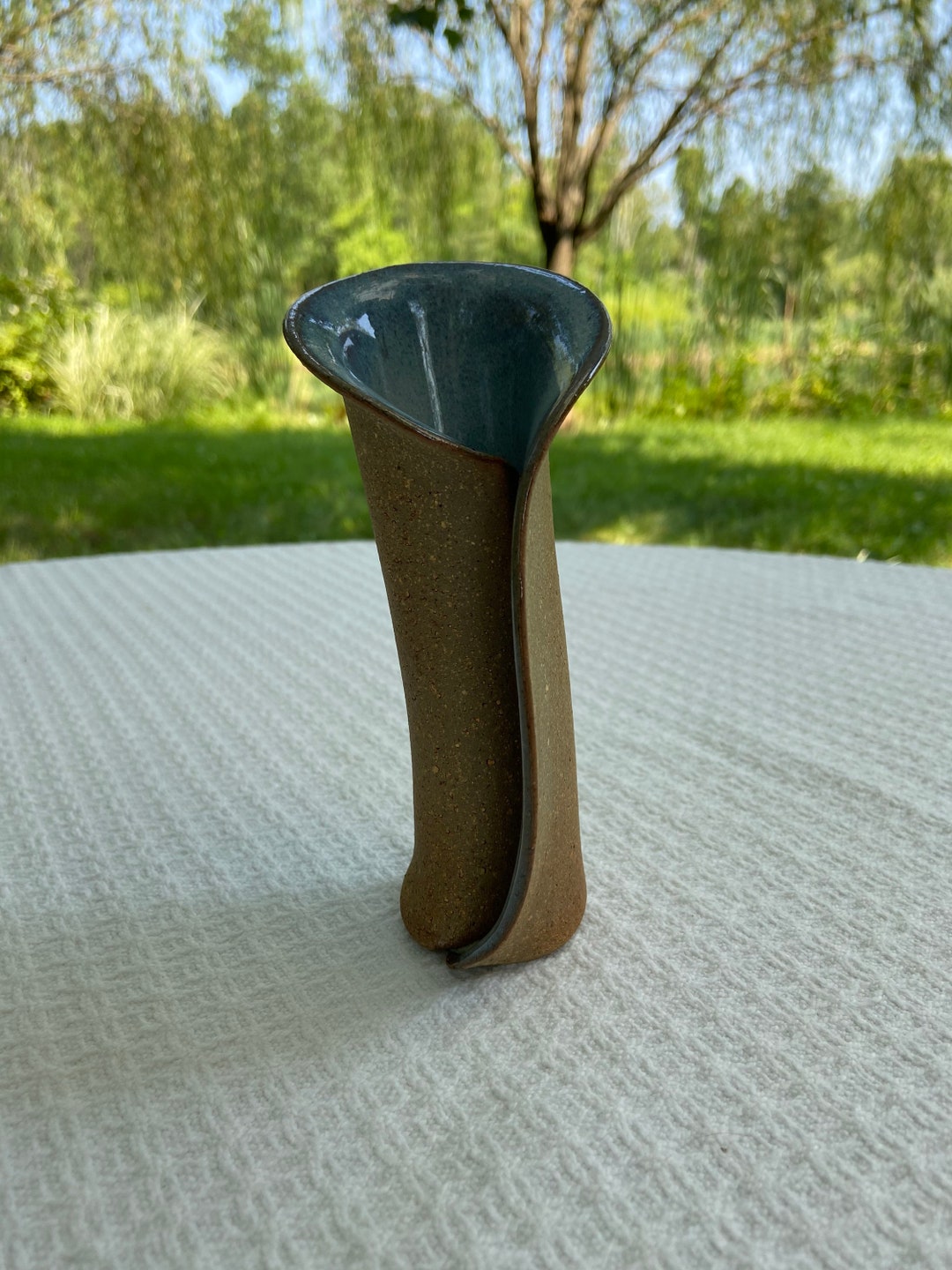 Vintage Sand Art Vase ~ Signed Stoneware Vase ~ Tulip Shape Vase ~ Sand ...