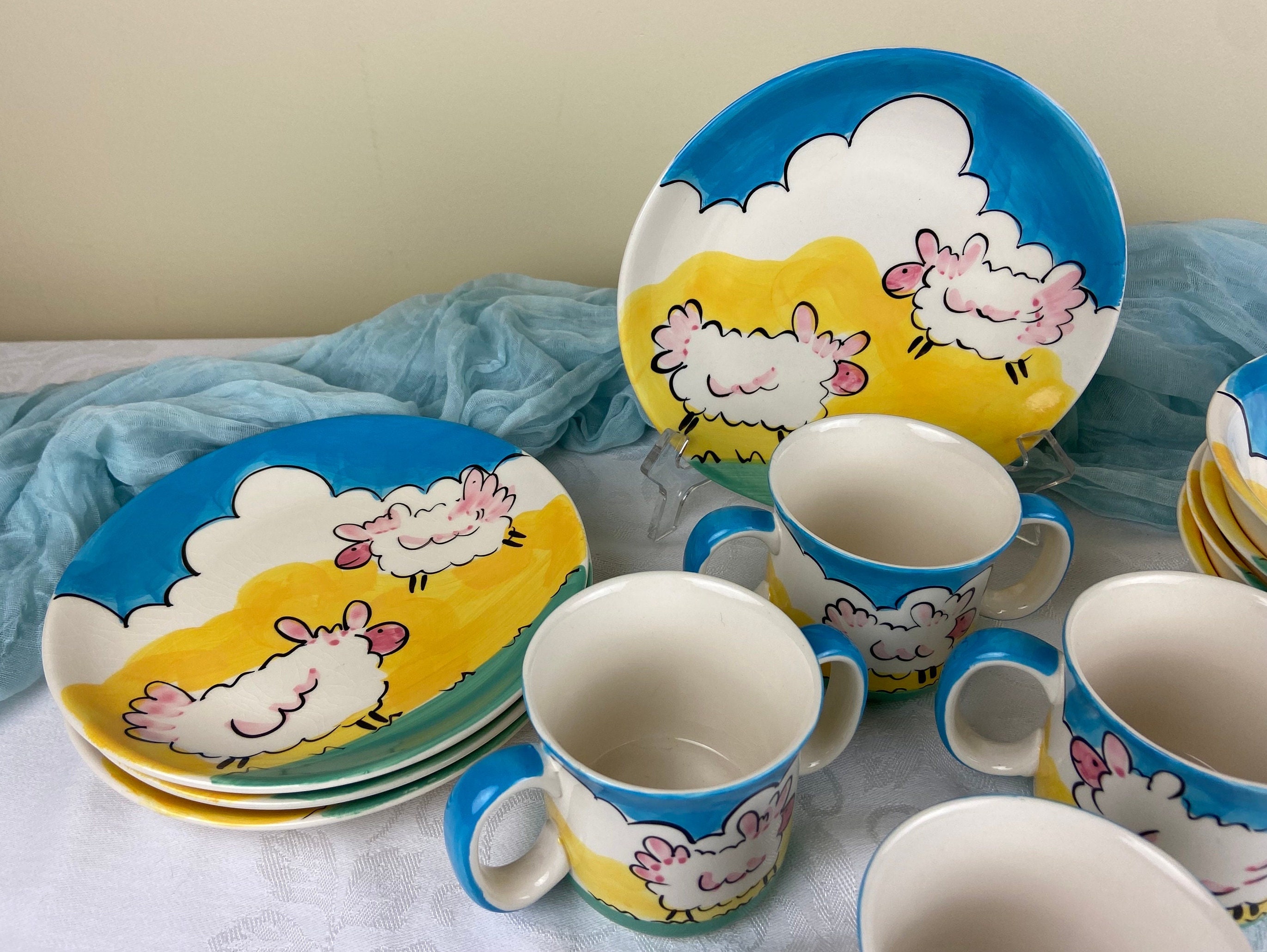 Vintage Magnolias Sheep Children's Dish Set ~ Children's Sheep and ...