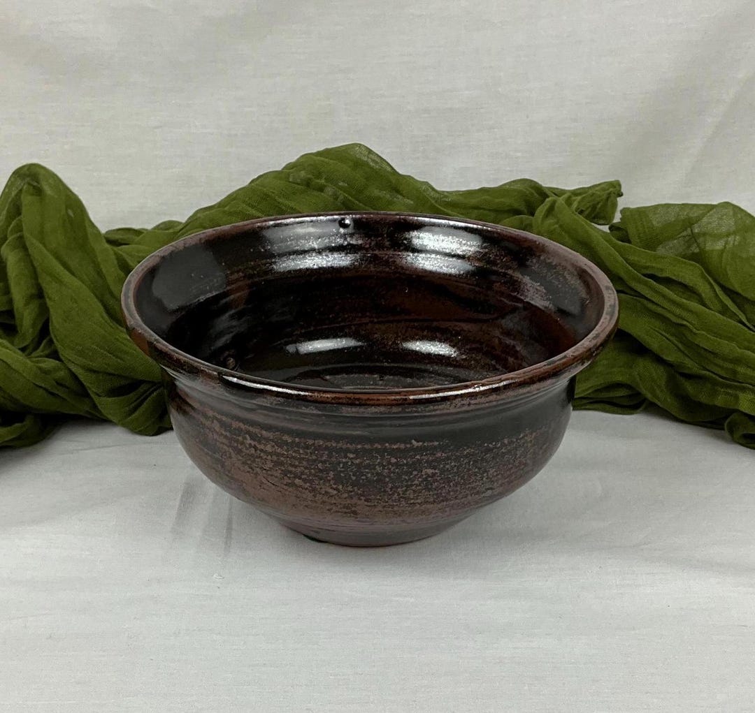 Vintage Ribbed Pottery Bowl ~ Signed by the Artist ~ Brown and Dark ...