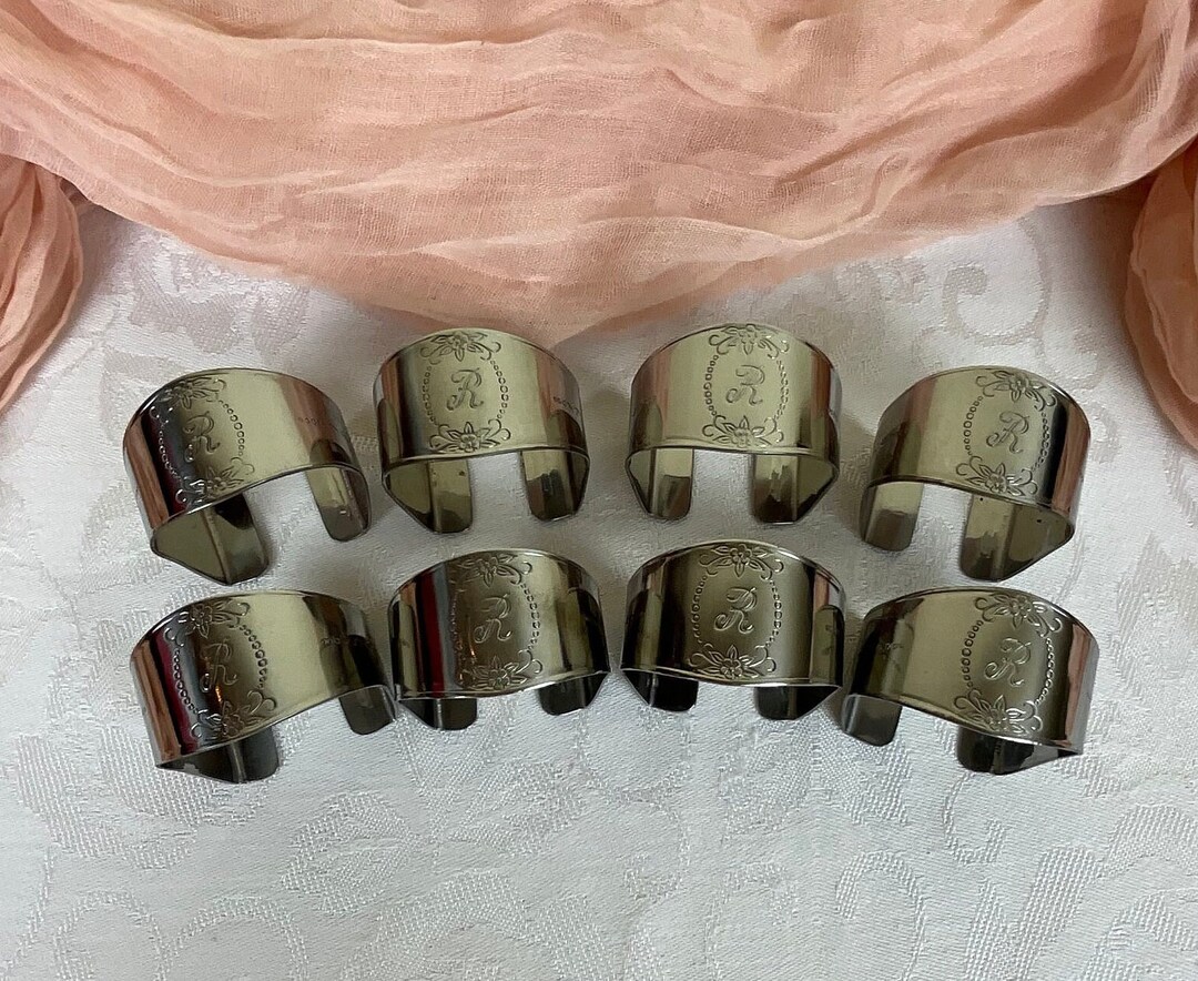 Vintage Customcraft Napkin Rings Engraved With A r Stainless Steel ...