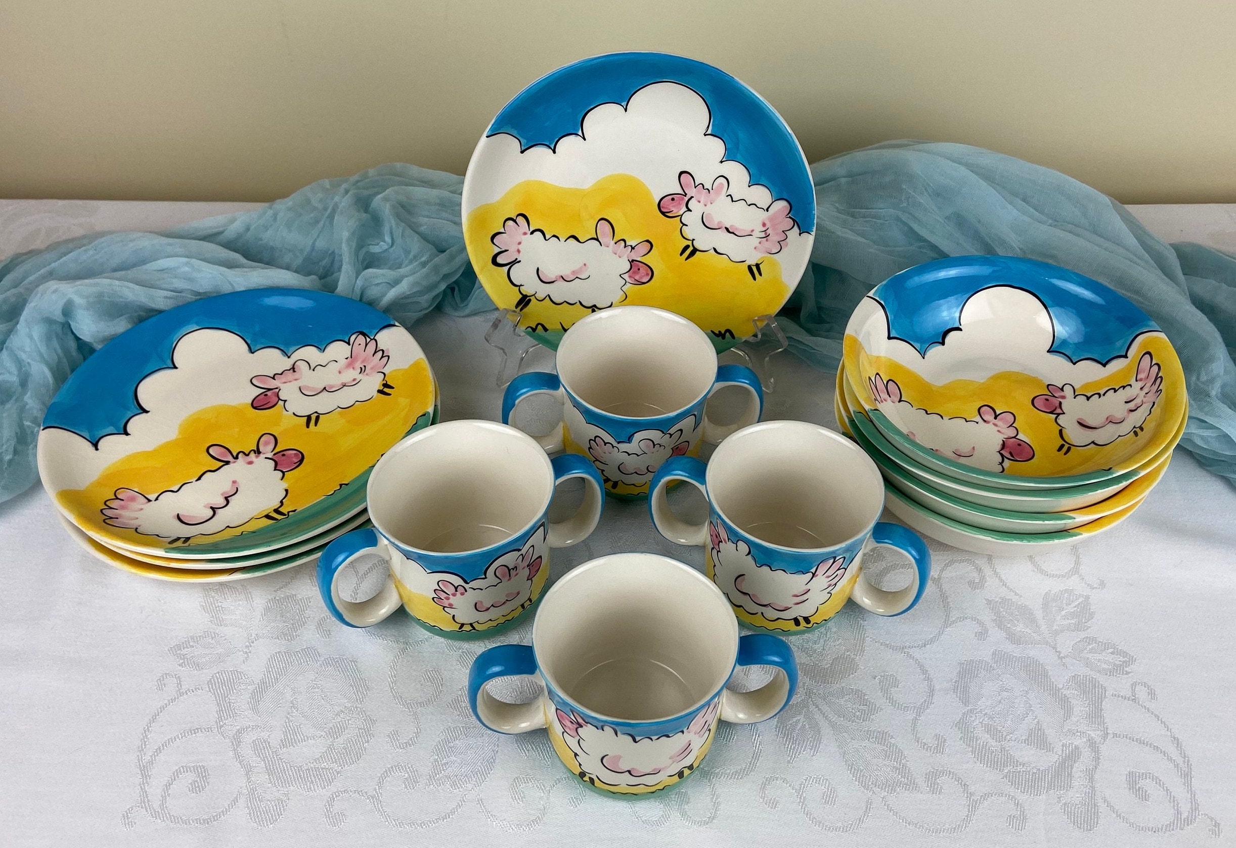 Vintage Magnolias Sheep Children's Dish Set ~ Children's Sheep and ...