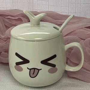 Expression Face Mugs ~ Set of 3 Ceramic Expression Face Lidded Mugs ...