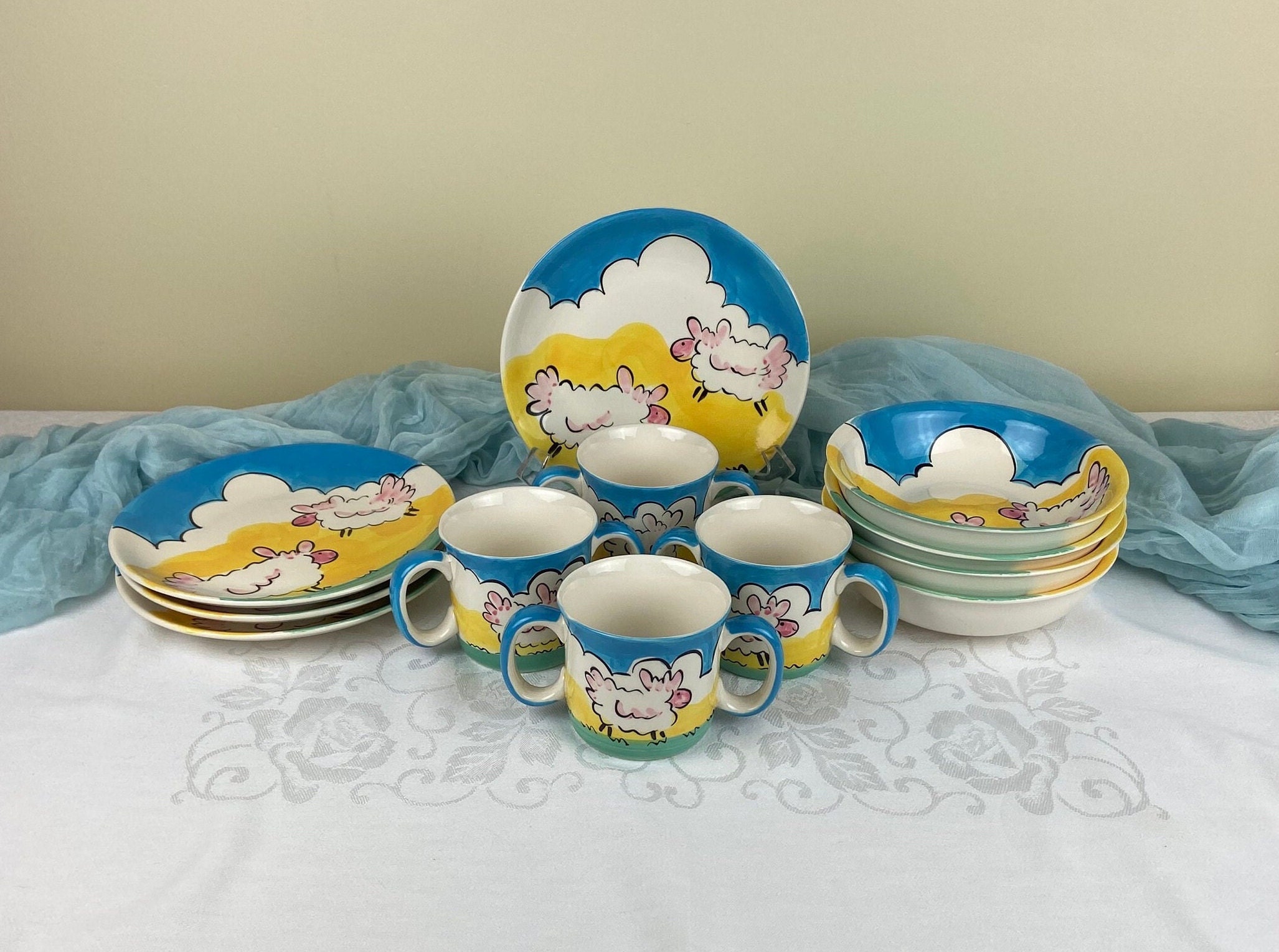 Vintage Magnolias Sheep Children's Dish Set ~ Children's Sheep and ...