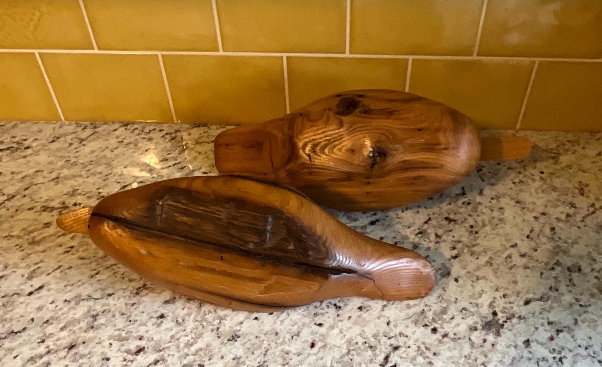 Vintage Hand Carved Wood Ducks ~ Primitive Wooden Ducks ~ Rustic Hand ...