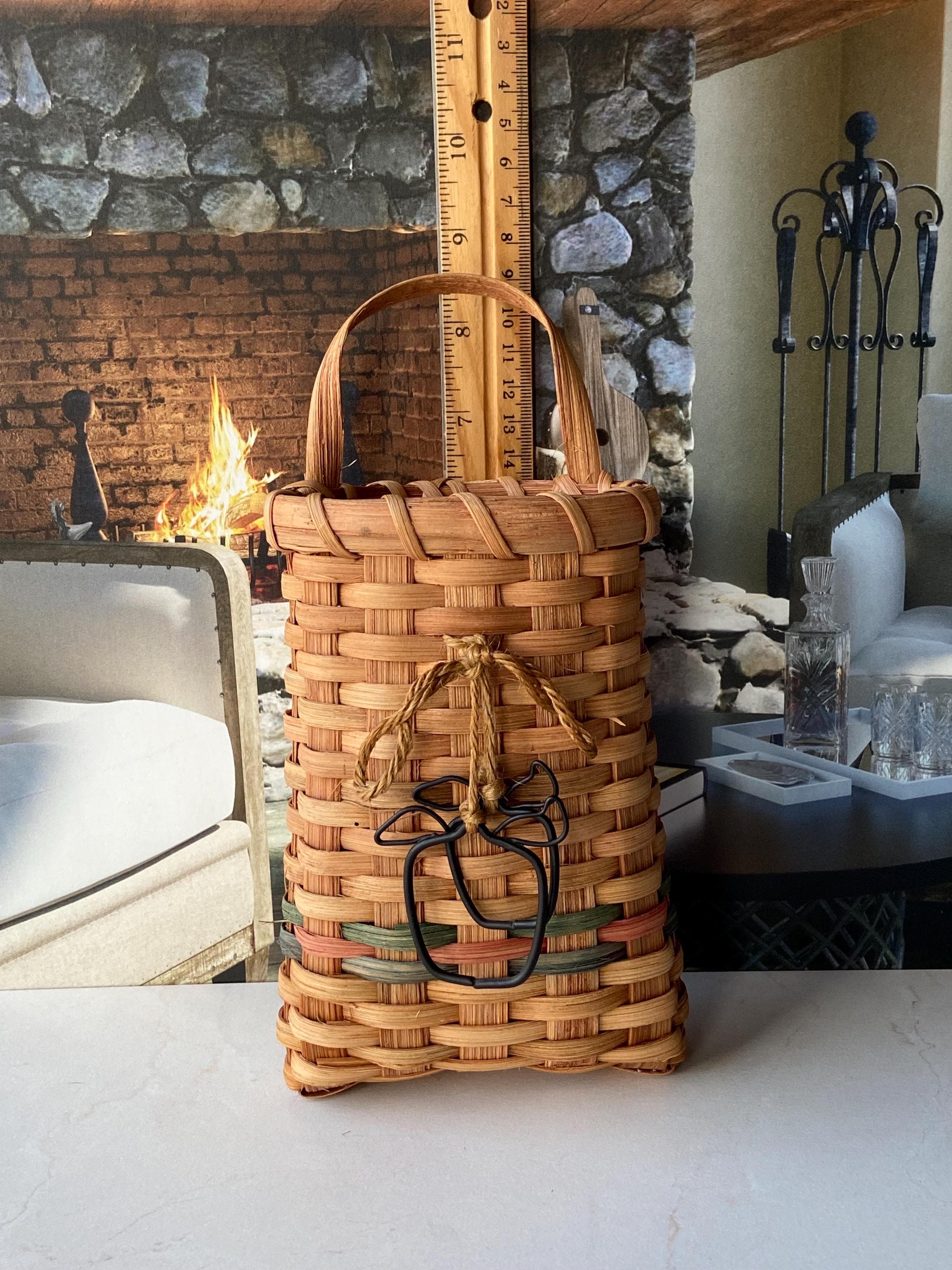 Vintage Woven Wicker Flat Back Wall Basket - Etsy