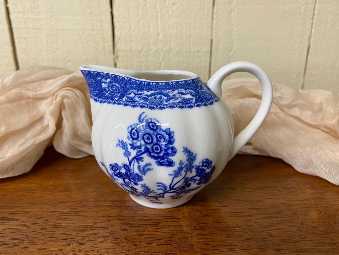 Vintage London Pottery Creamer Pitcher ~ Blue and White Floral Creamer ...