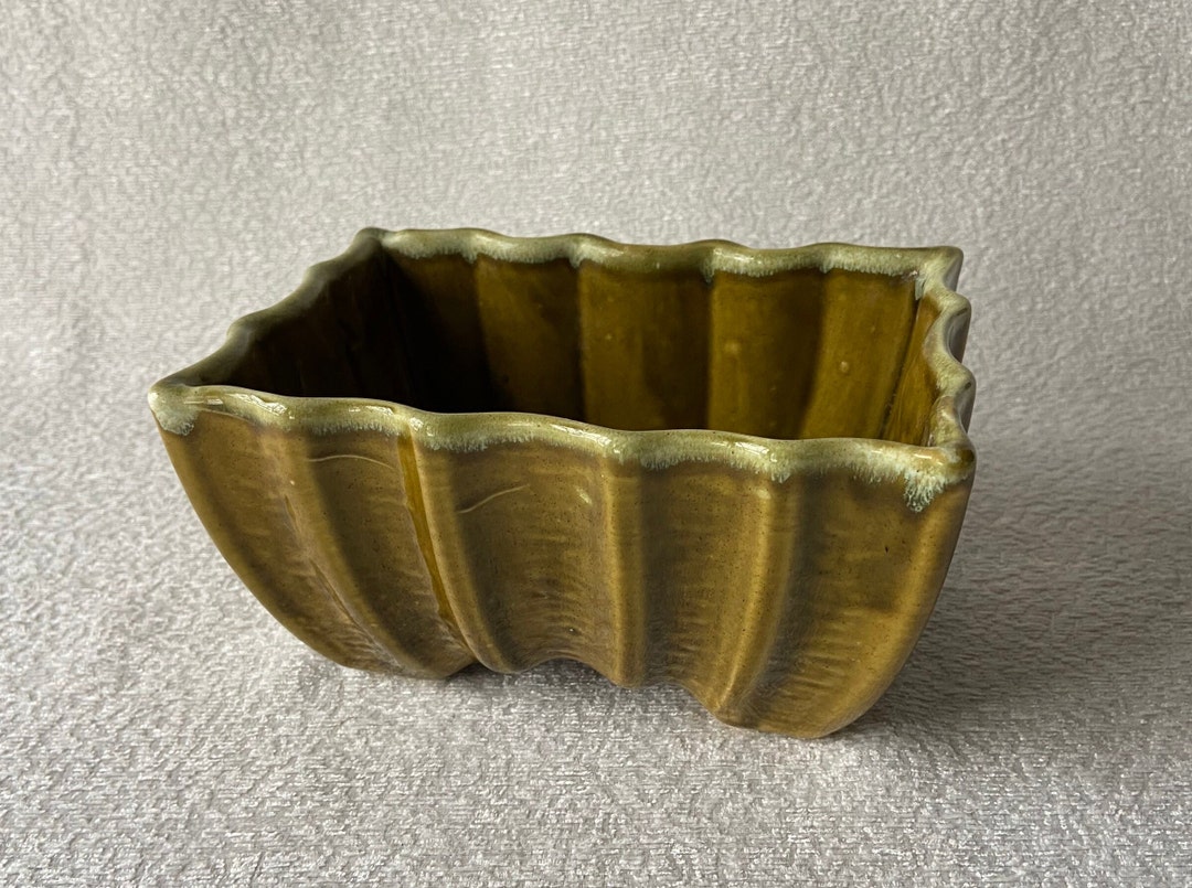 Vintage Cookson Pottery Planter ~ Olive Green Rectangle Cookson Planter ...