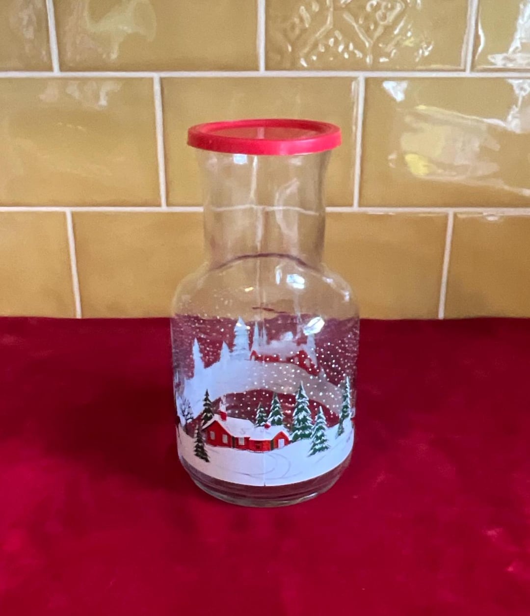 Vintage Christmas Carafe With Lid Winter Wonderland Carafe KIG ...