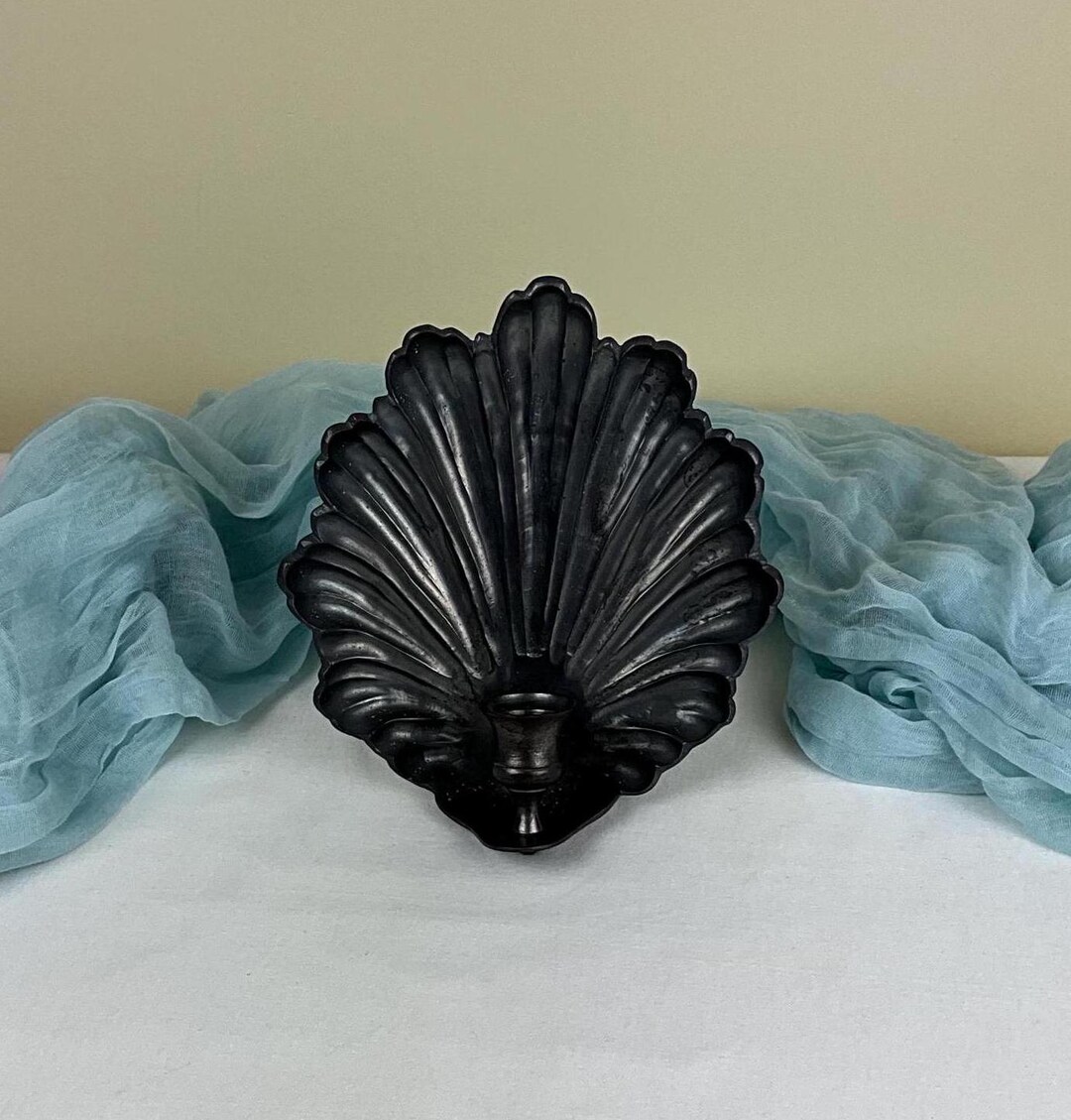 Vintage Clam Shell Wall Sconce Metal Sea Shell Candle Wall Sconce Wall ...