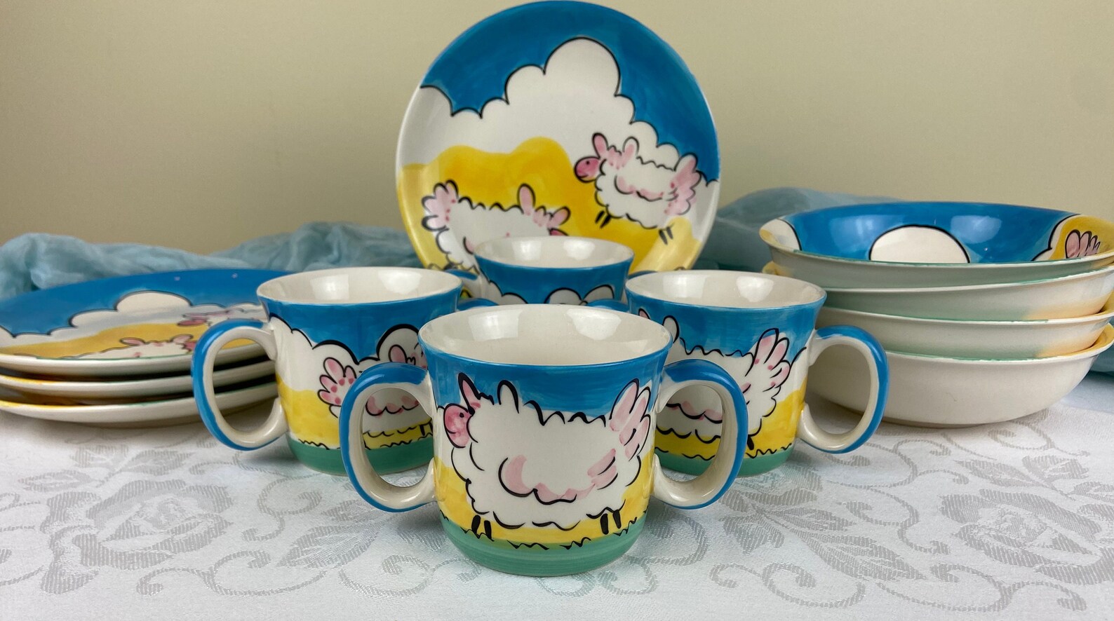 Vintage Magnolias Sheep Children's Dish Set ~ Children's Sheep and ...
