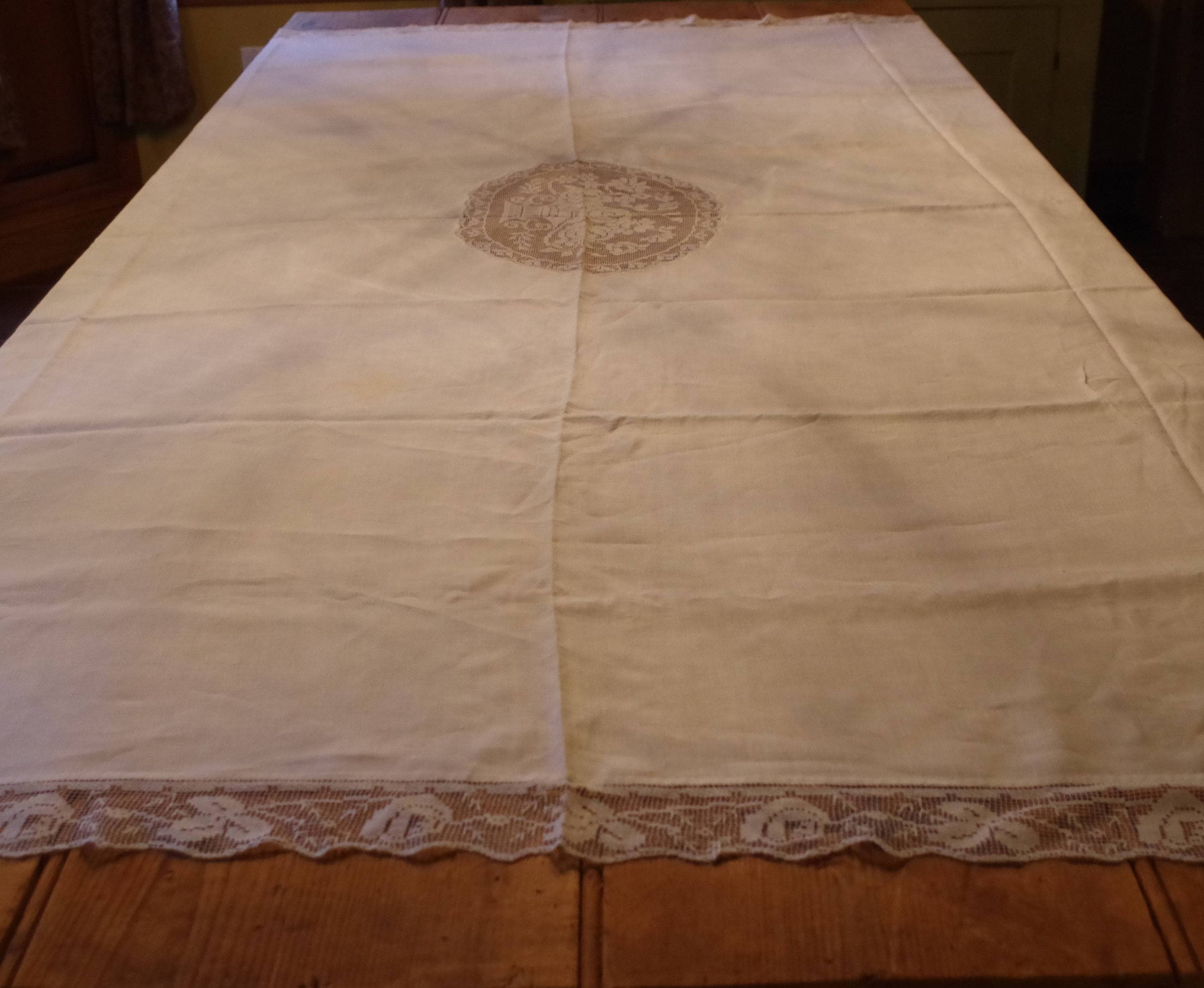 Lace Tablecloth Linen Tablecloth Vintage Tablecloth Lace | Etsy