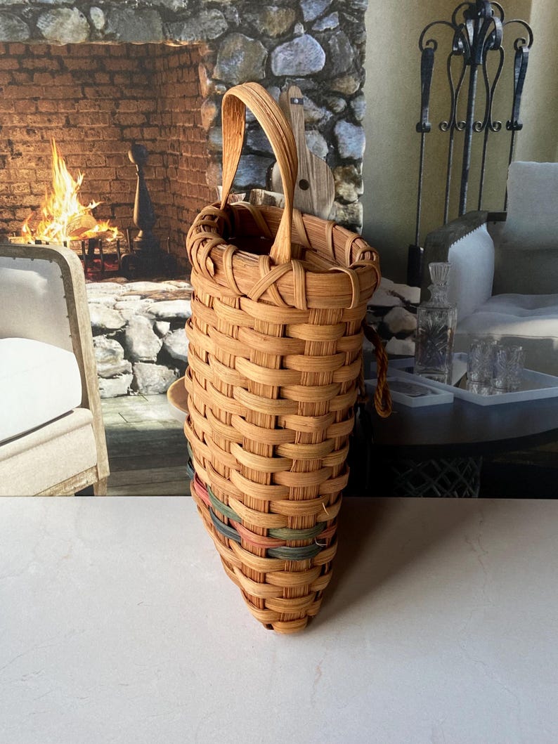 Vintage Woven Wicker Flat Back Wall Basket - Etsy