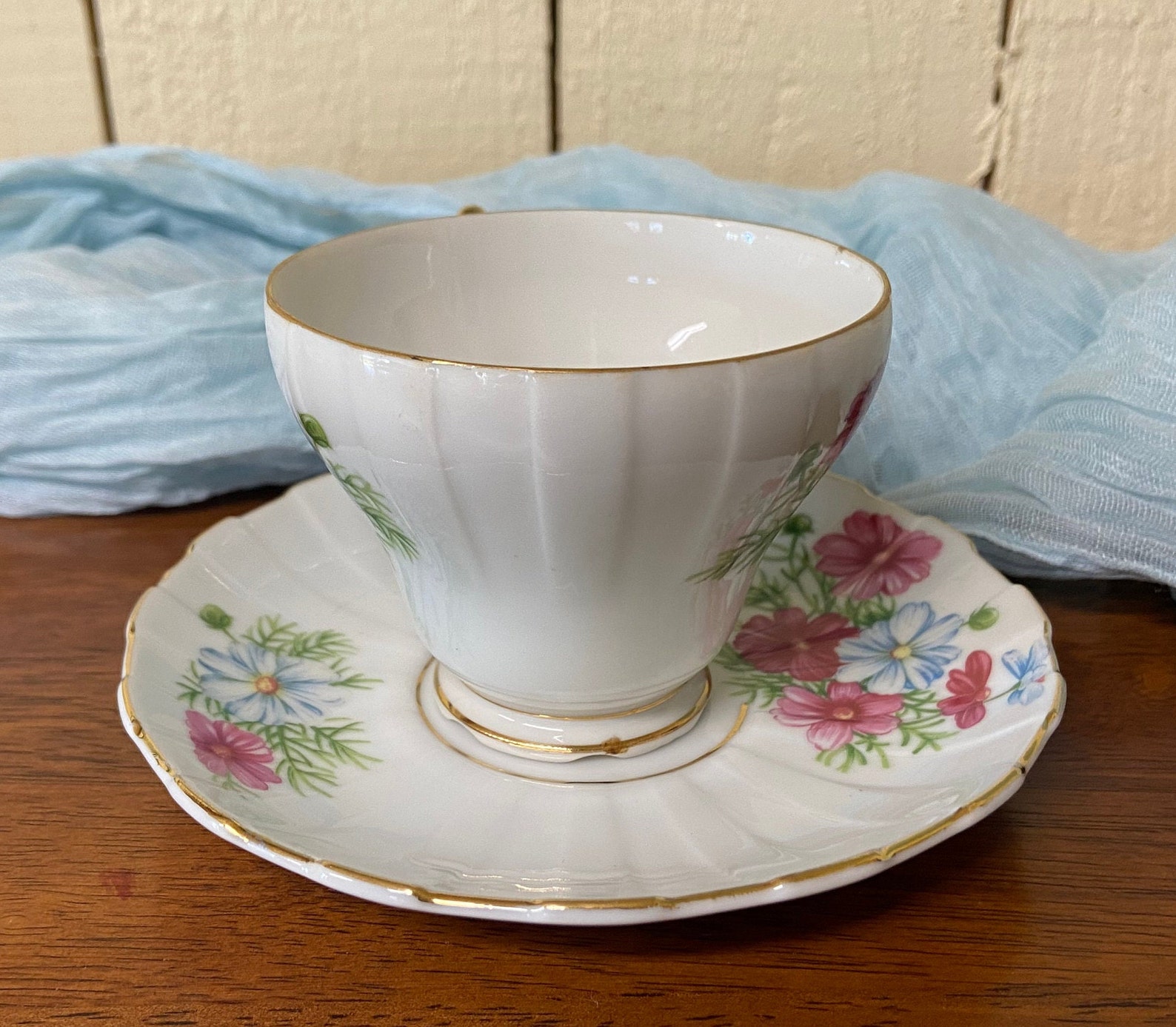 Vintage Cosmos Tea Cup and Saucer ~ October Tea Cup and Saucer ...