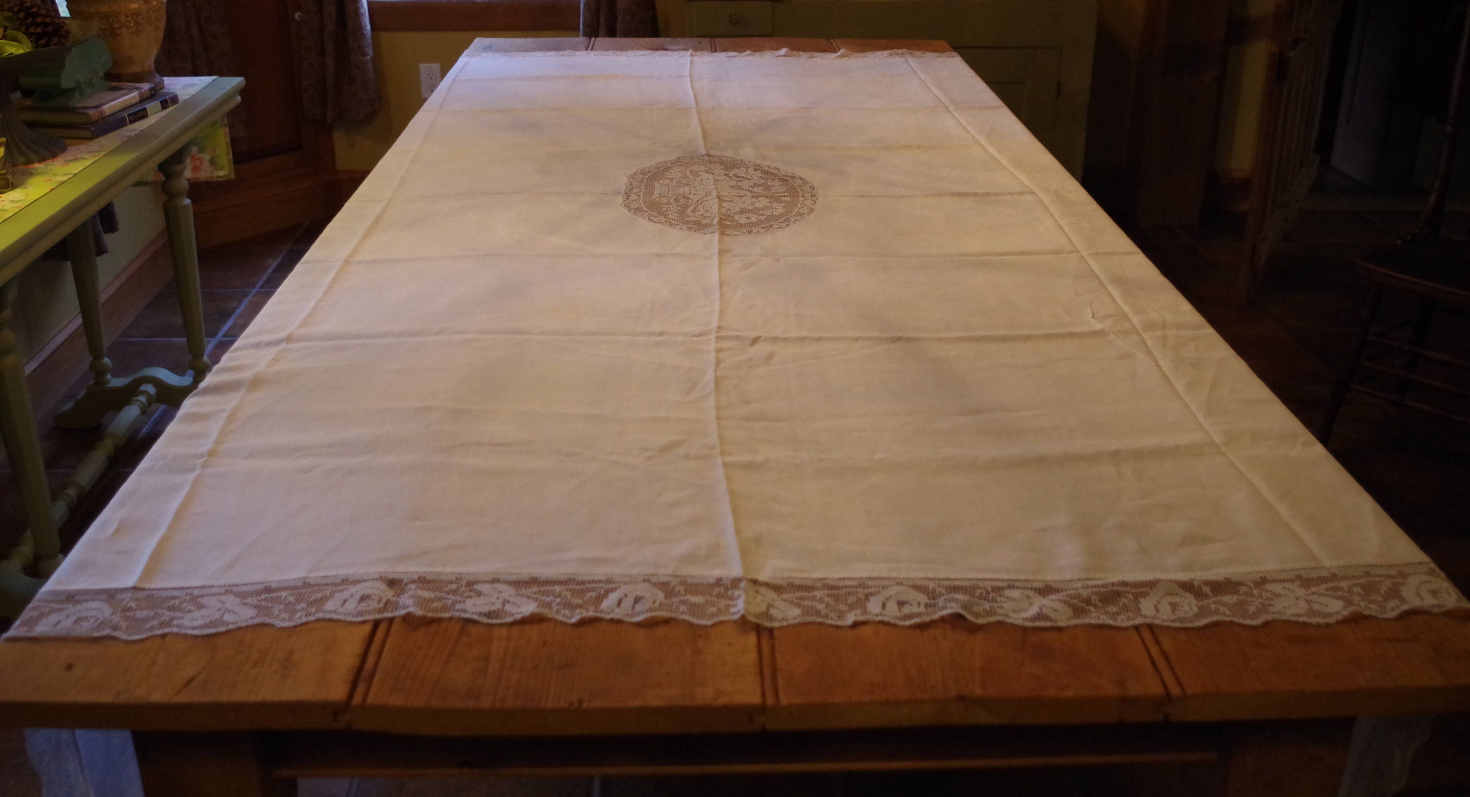Lace Tablecloth Linen Tablecloth Vintage Tablecloth Lace | Etsy