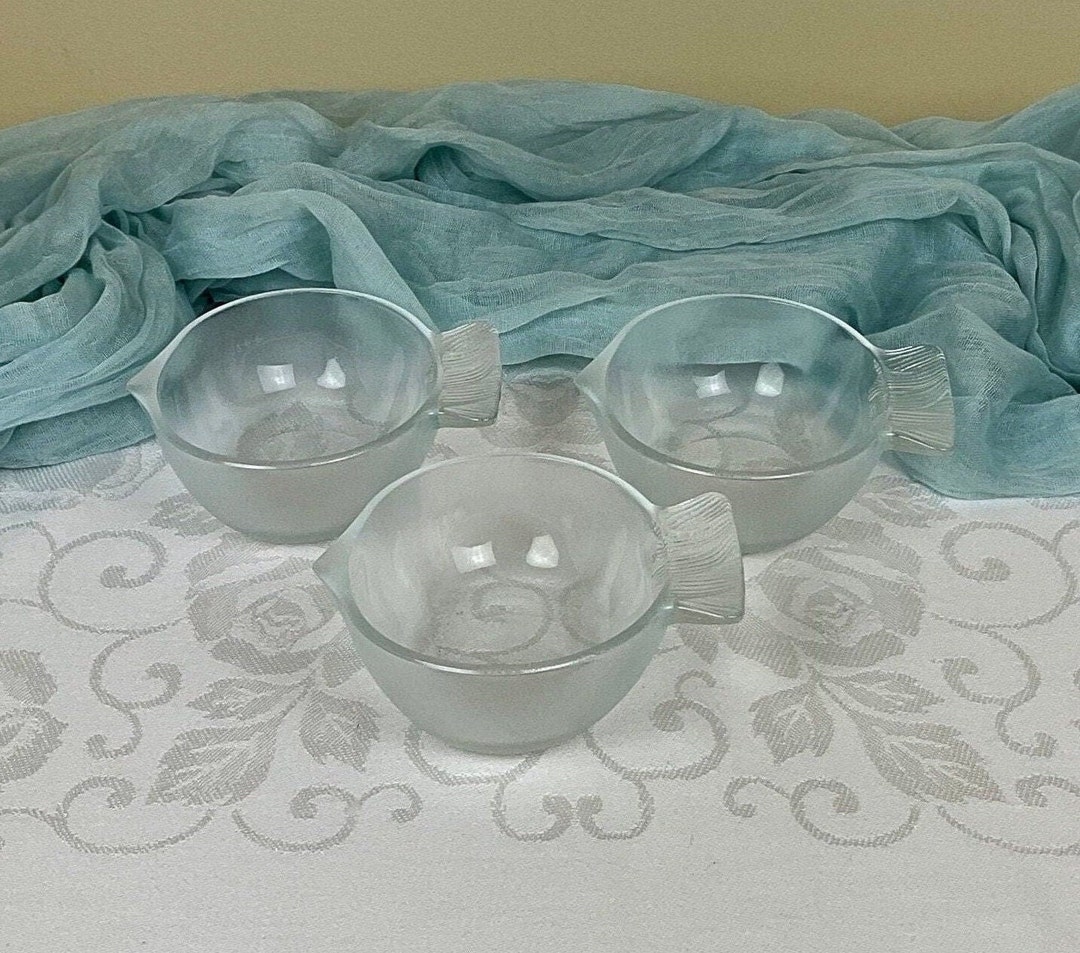 Vintage Studio Nova Frosted Glass Fish Shape Bowls ~ Textured Glass ...