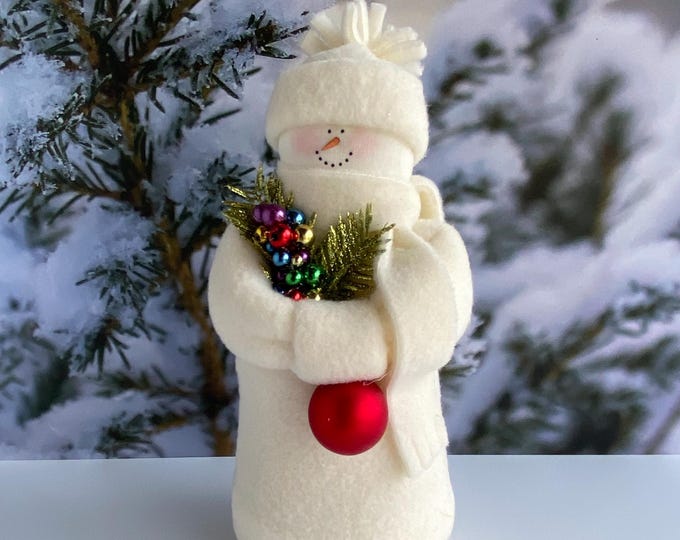 Vintage Hearts & Ivy Snowman ~ 7 1/2" Felt Snowman ~ Made in USA ...