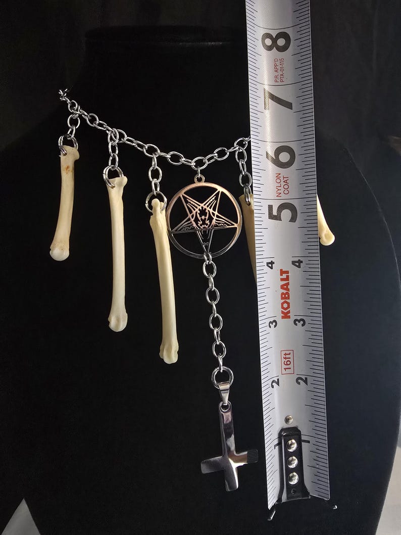 Baphomet Rosary, Gothic, Bone Necklace, Satanic, Satan Necklace, Bone ...