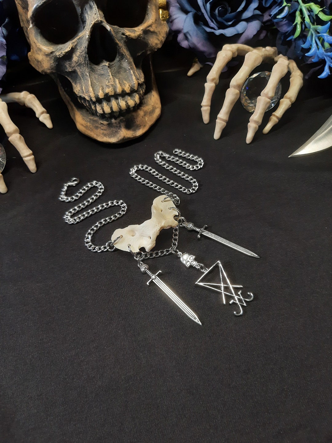 Sigil of Lucifer, Lucifer Necklace, Bone Jewelry, Bone Necklace, Witch ...