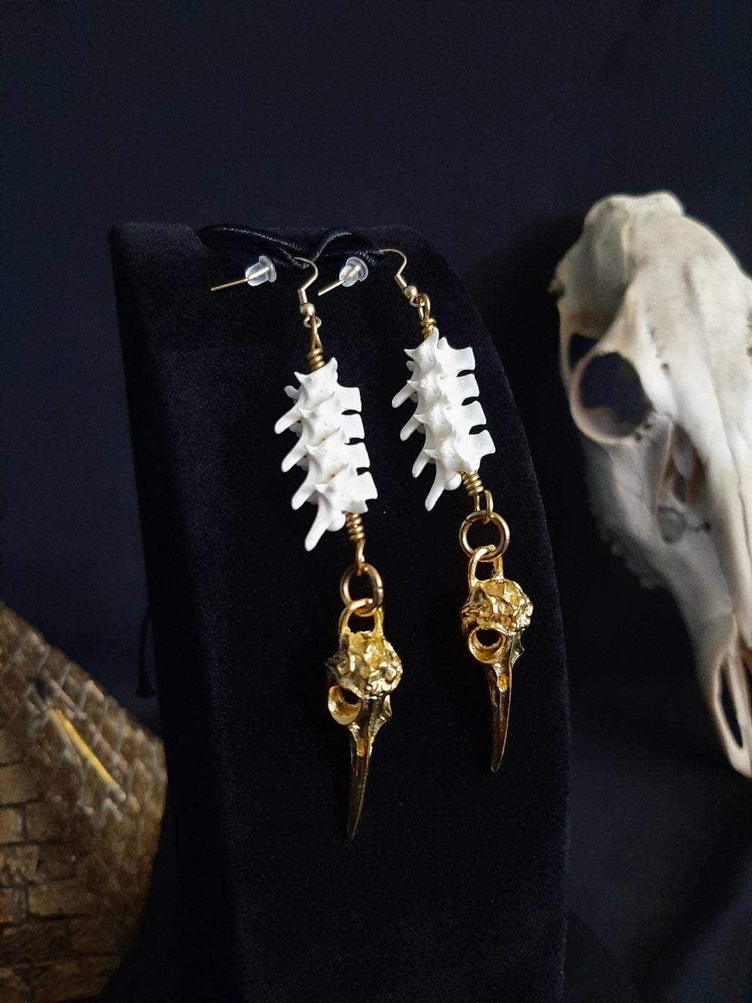Raven Skull Earrings, Bone Earrings, Bird Skull Earrings, Gothic Skull ...