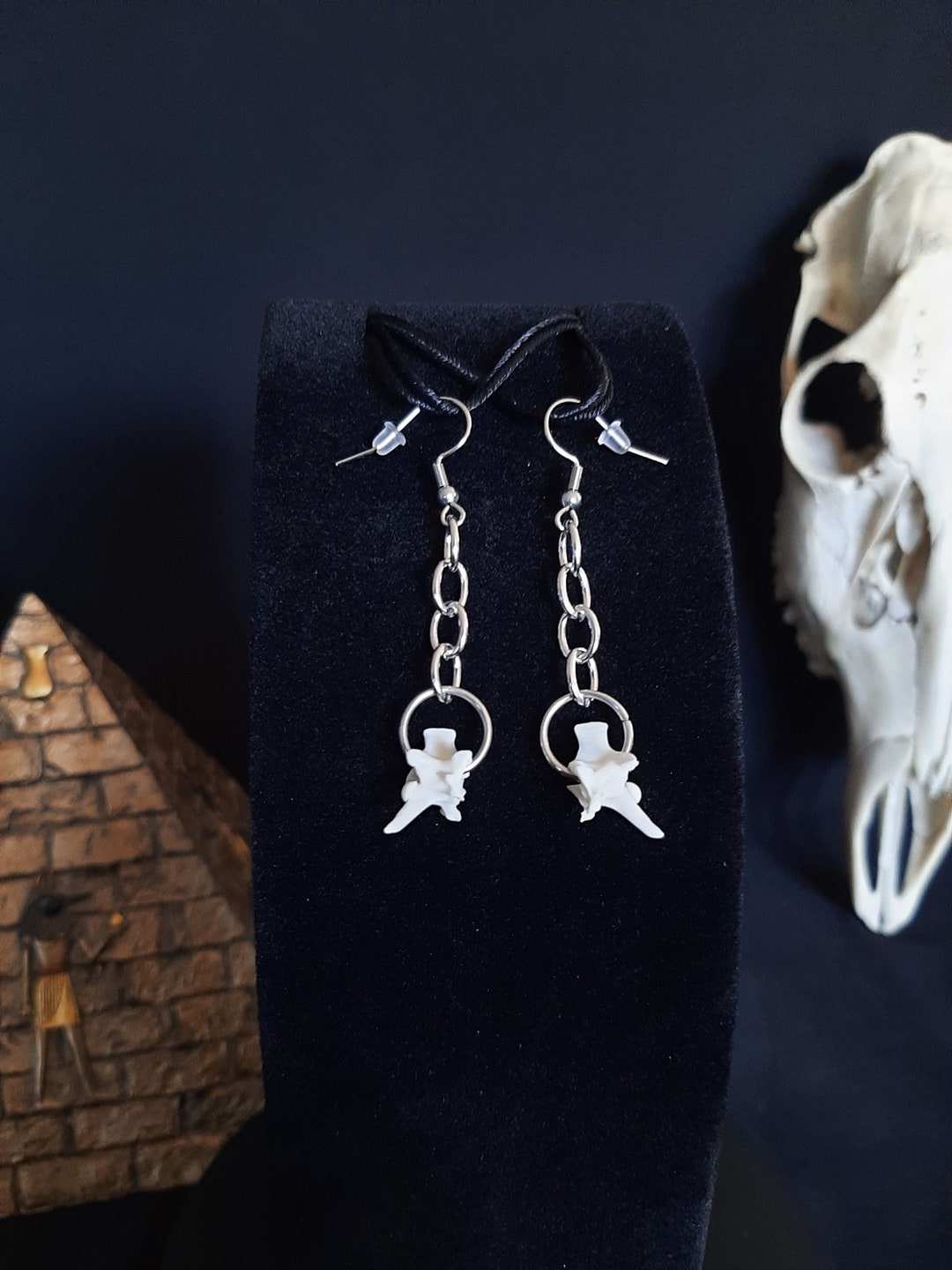 Medium Rattlesnake Vertebrae Earrings, Bone Earrings, Gothic Earring ...