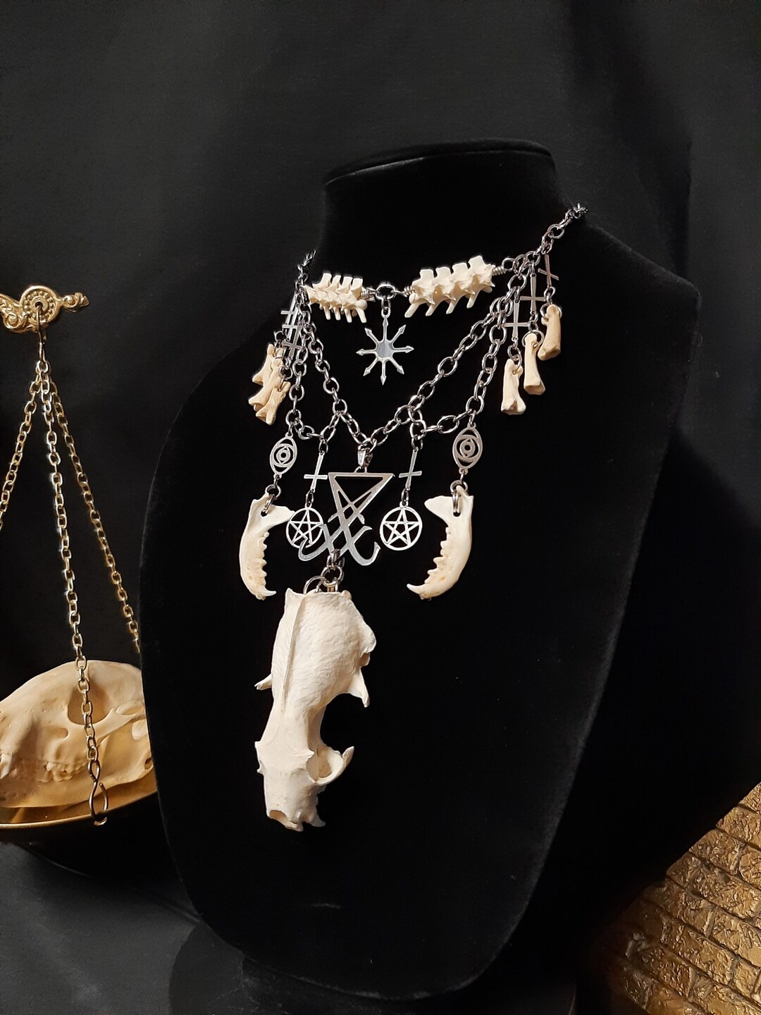 Lucifer Necklace, Bone Necklace, Real Skull Necklace, Gothic Necklace ...