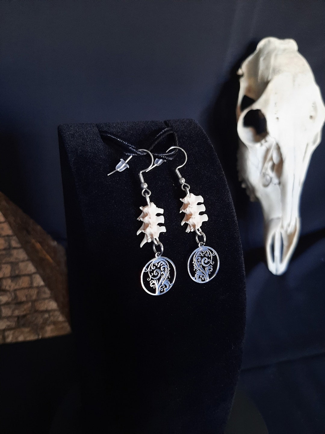 Forest Witch Earrings, Rattlesnake, Bone Earrings, Stainless Steel ...