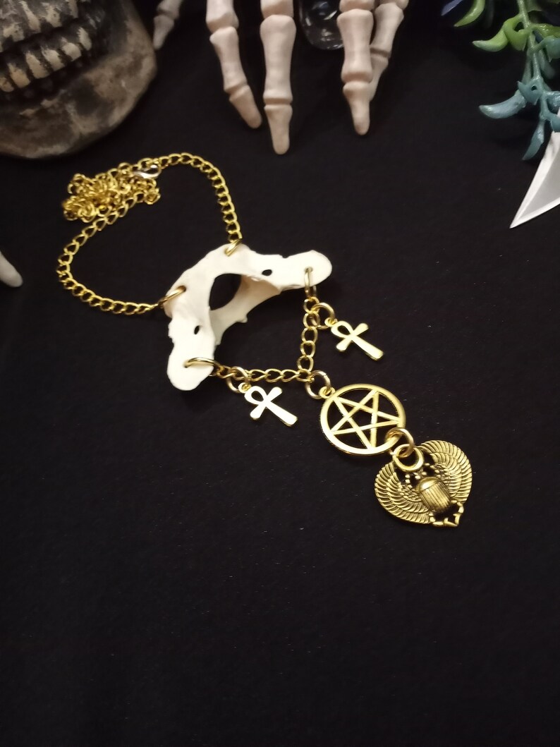 Egyptian Necklace Scarab Necklace Coyote Bone Necklace Bone - Etsy