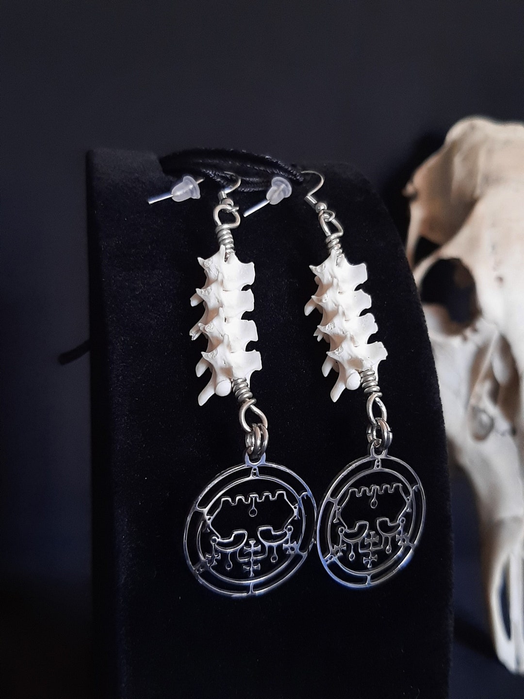 Belial Earrings, Rattlesnake Bone Earrings, Satanic Earrings, Sigil of ...