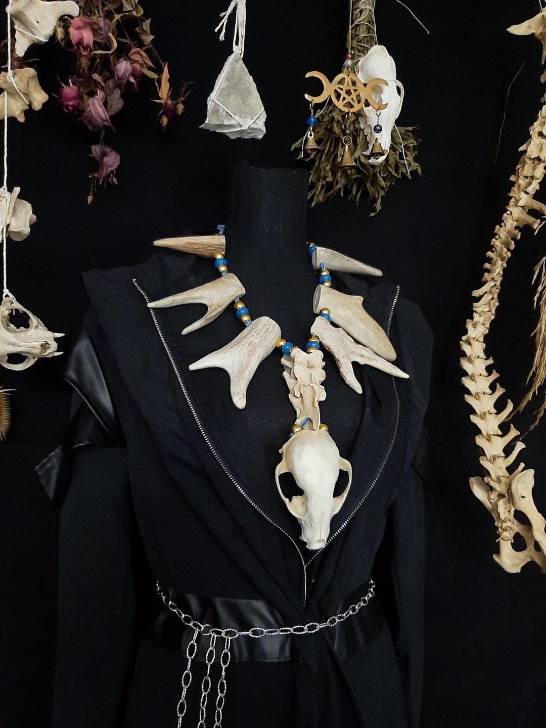 Raccoon Skull Necklace, Viking, Tribal Antler Necklace, Shaman, Voodoo ...