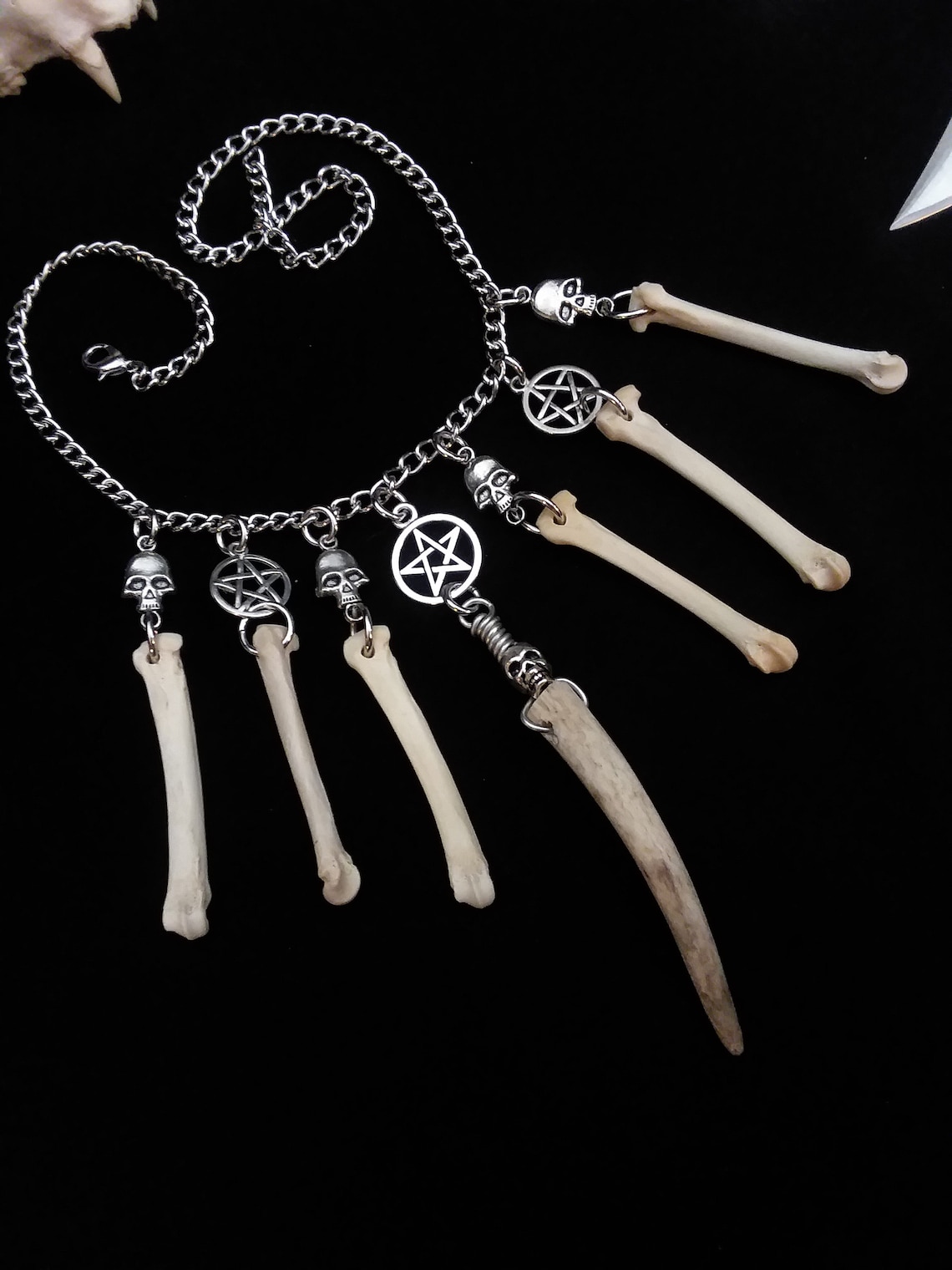 Coyote Bone Necklace Occult Necklace Pentagram Necklace | Etsy