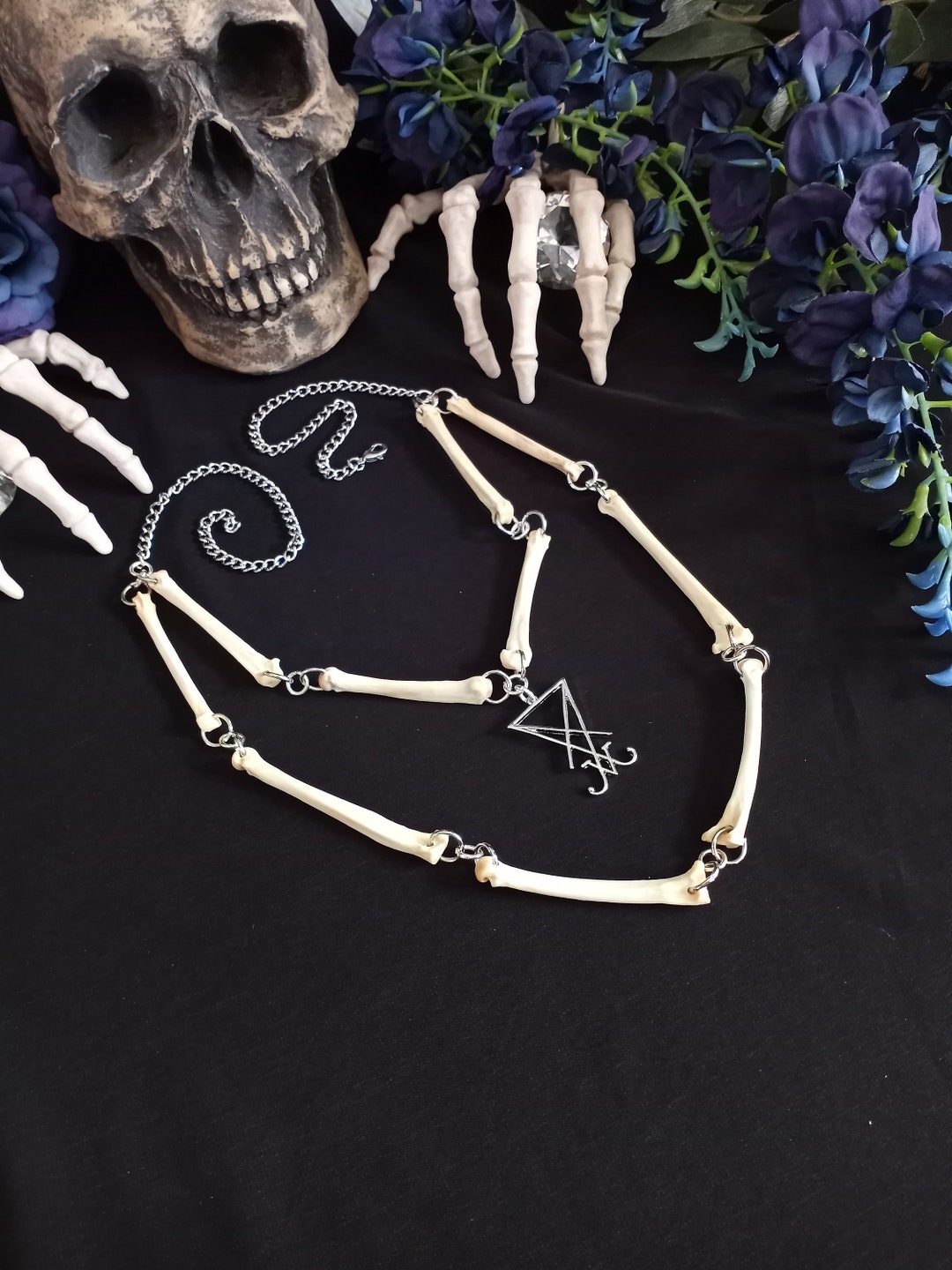 Sigil of Lucifer Necklace, Lucifer, Real Bone Necklace, Bone Jewelry ...