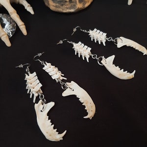 Mink Jaw Earrings, Rattlesnake Bone Earrings, Bone Jewelry, Satanic Earrings, Jawbone Earrings ...