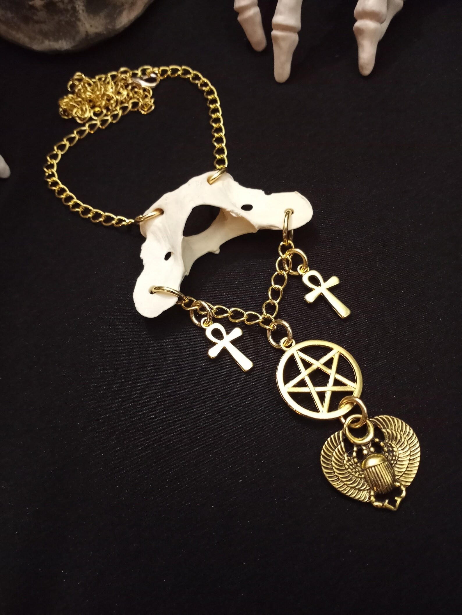 Egyptian Necklace Scarab Necklace Coyote Bone Necklace Bone - Etsy