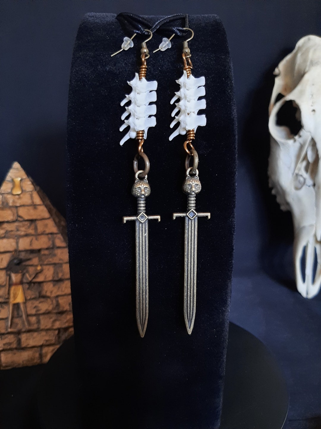 Rattlesnake Vertebrae Earrings, Bone Earrings, Real Bone Jewelry, Sword ...