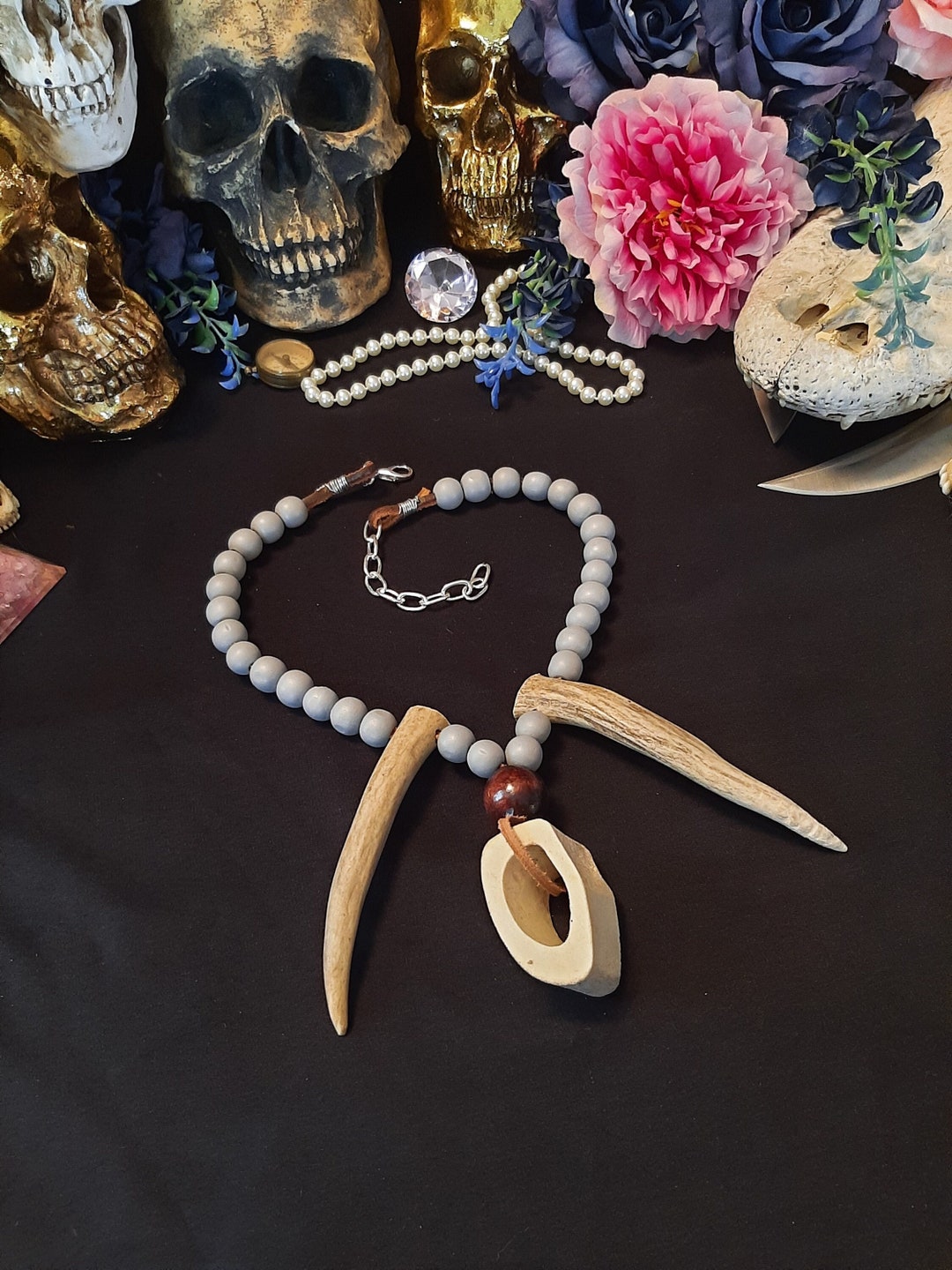 Cow Bone Necklace, Bone Jewelry, Antler Necklace, Bone Necklace, Real ...