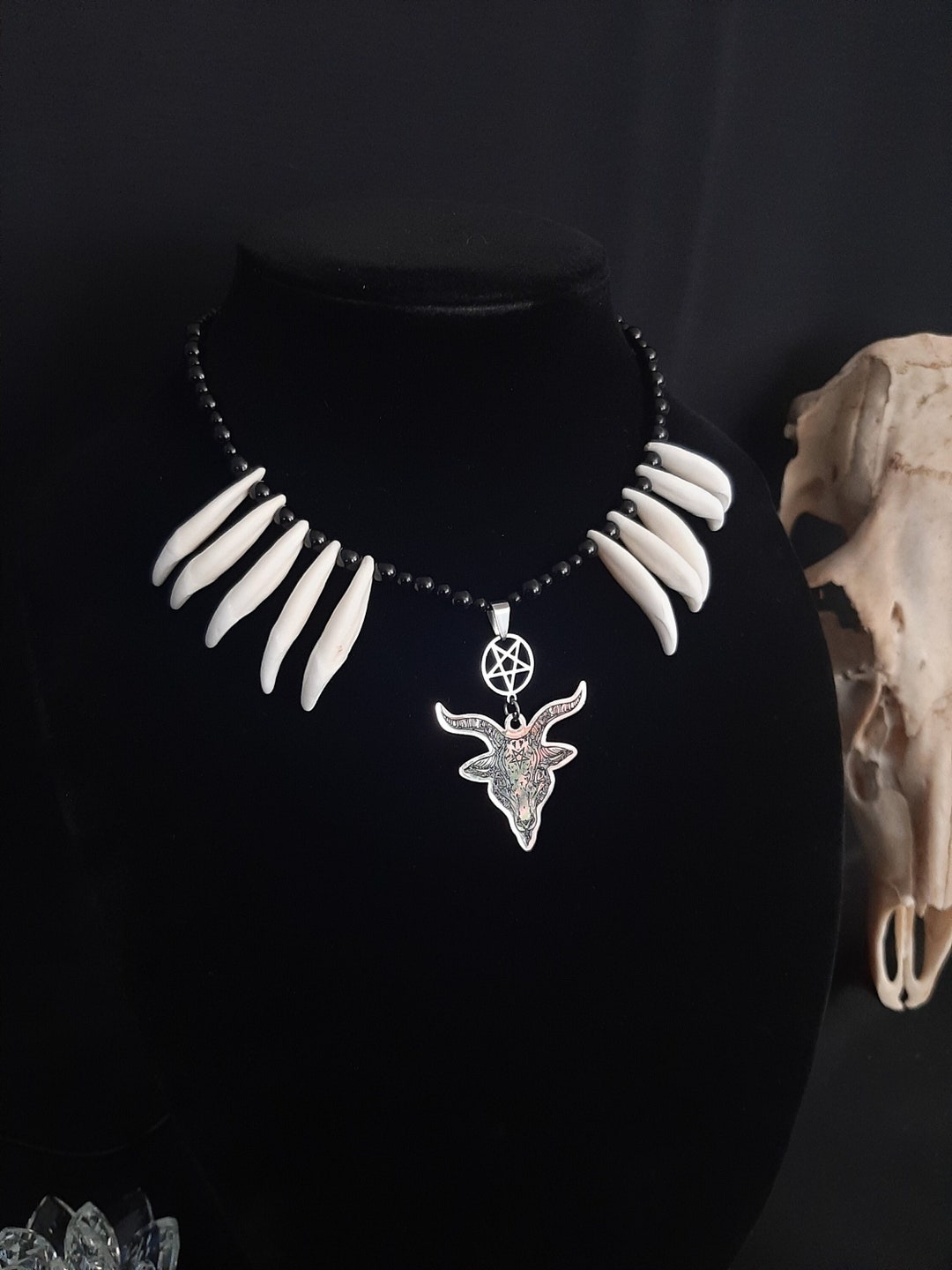 Satan Necklace, Belial Pendant, Baphomet Necklace, Coyote Fang Necklace ...