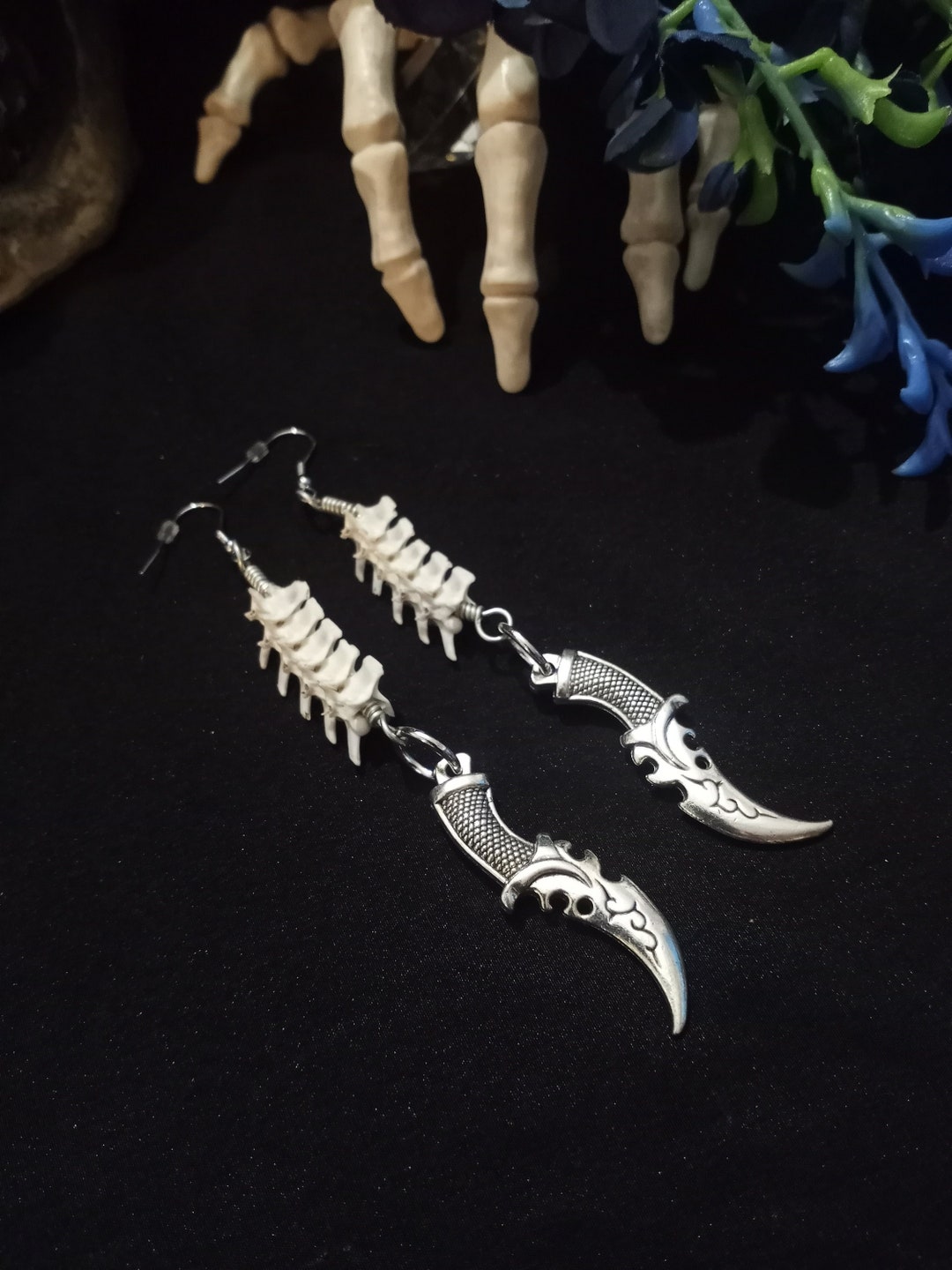 Dagger Earrings, Rattlesnake, Bone Earrings, Sword Earrings, Gothic ...