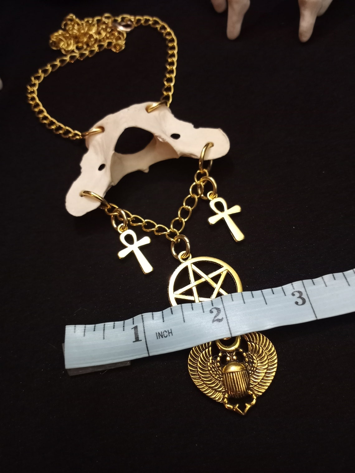 Egyptian Necklace Scarab Necklace Coyote Bone Necklace Bone | Etsy